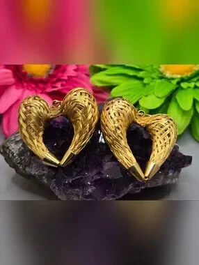 Unsigned | Jewelry | Woven Heart Drop Earrings Gold Tone Fishhook Wires ...